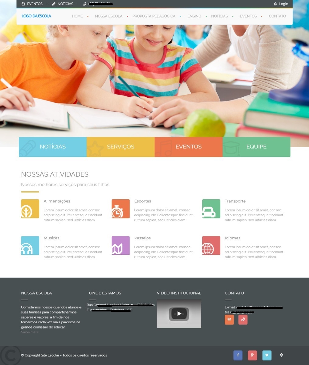 Site Escolar Responsivo Com Diversos Recursos