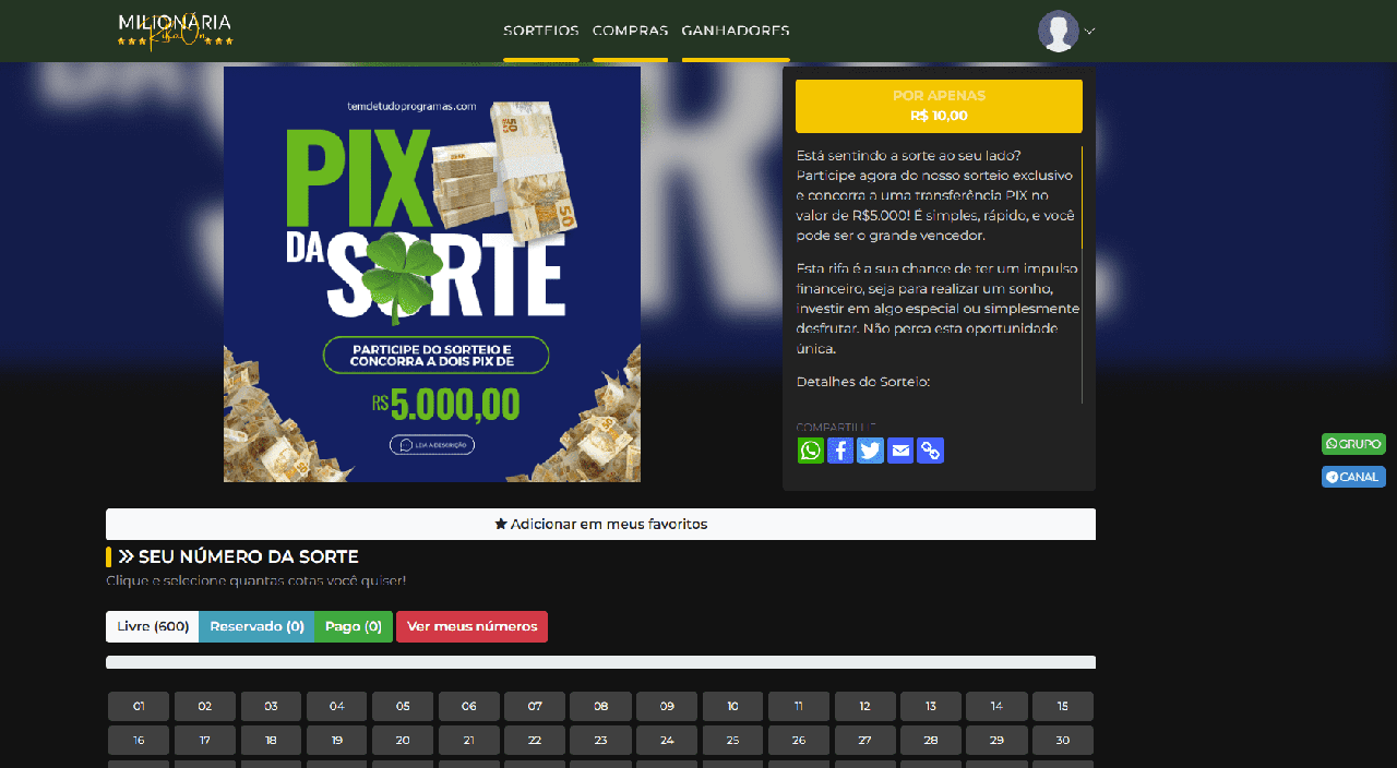 Script de Rifas com Pix dinâmico QR Code e Baixa Automática de pagamentos