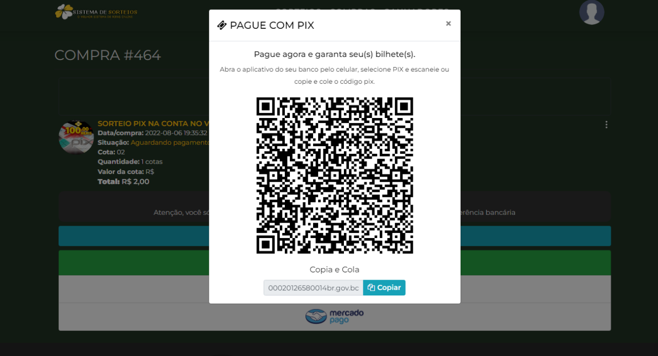 Script de Rifas com Pix dinâmico QR Code e Baixa Automática de pagamentos
