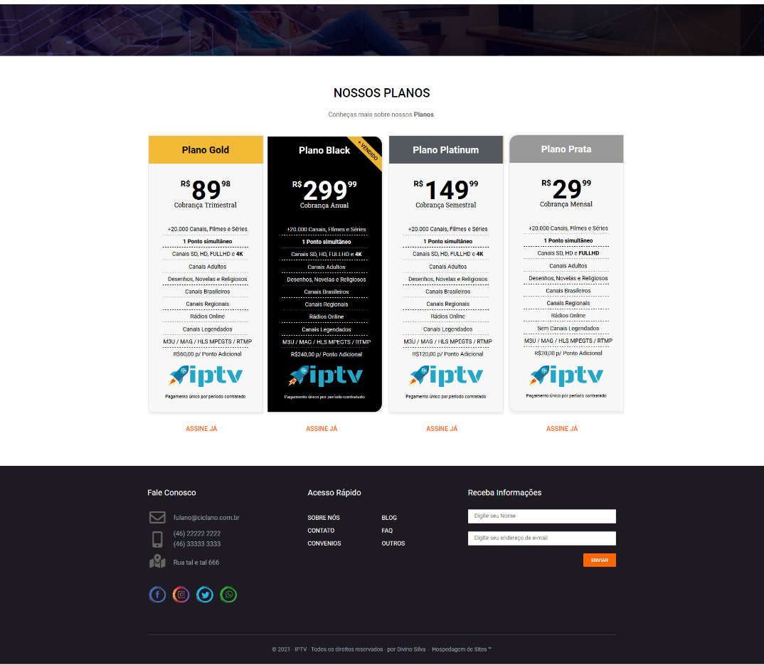 Site Admin para IPTV Responsivo